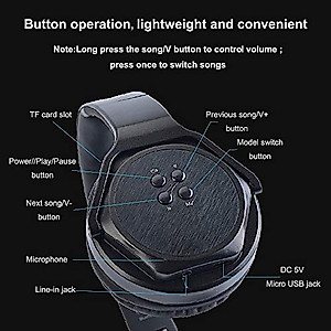 Mobi7e NEM Bluetooth Headphones Over-Ear 2 in 1 Cordless Foldable Twist-Out Speaker Wireless Stereo Bass Headphone with NFC FM Radio/AUX/TF Card Slot Sports Retractable Headband Headset (Black)