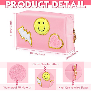 Sanwuta 4 Pcs Hair Face Skin Travel Bag Set Preppy Makeup Pouch PU Leather Skincare Bag Waterproof Cosmetic Organizer Birthday Christmas Gifts(White, Pink, Beige,Fresh Style)