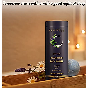 Sleep Melatonin Bath Bombs Lavender Chamomile Essential Oils Calming Natural Bubble Bath Shower Fizzies Spa Gifts Set Mother's Birthday Christmas Women Perfect Stocking Stuffers