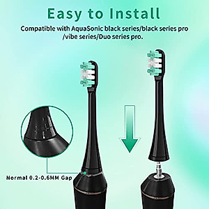 YMPBO Toothbrush Heads Compatible with AquaSonic Black Series,[10Pcs Electric Brush Heads Refill+Free Universal Stand Holder]for Vibe Series/Black Series pro/Duo Series Pro Soft Dupont Bristles,Black
