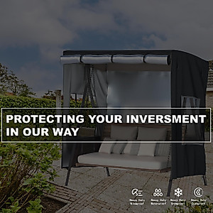 TBNO Outdoor Swing Cover,Patio Swing Chair Cover,Garden Hammock Glider Chair Cover,Can be Used Without Disassembly,Black (68”x45”x61”)