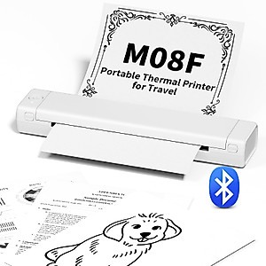 Odaro M08F Portable Wireless Letter Printer for Travel, Bluetooth Thermal Inkless Small Printer, Support 8.5" X 11" Letter Size Thermal Paper, Work with Laptop Phone and Pad - White