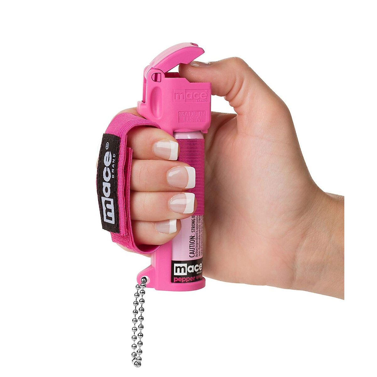 Mace Brand Police Strength OC Pepper Spray (2 Pack, Hot Pink) – 12’ Powerful Pepper Spray for Women with Adjustable Hand Strap & Keychain, Leaves UV Dye on Skin – Mace Spray Self Defense, Made in USA