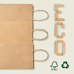 MESHA Small Paper Bags with Handles 5.25x3.75x8 Brown Kraft Gift Bag 50Pcs Bulk Grocery Shopping Bags Party Retail Business Packaging Merchandise Boutique Wedding Favor Baby Shower Small Business