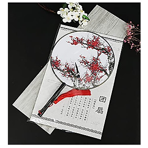 VAYLAS Ancient Style Palace Fan, Vintage Round Fan, Portable Fan, Hanfu Single-Sided Silk Ball Fan, Handmade Gift Fan 10