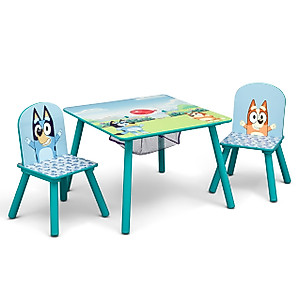 Delta Children Bluey Kids Table and Chair Set with Storage (2 Chairs Included) - Greenguard Gold Certified - Ideal for Arts & Crafts, Snack Time, Homeschooling, Homework & More, Blue
