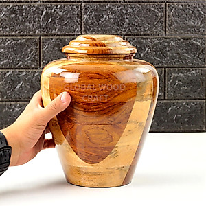 Handmade Mix Wood Urn | Cremation Ash Human Ashes Handcrefted Turn Wood Beautiful Urn | Male & Female Ashes Large Natural Wood & Natural Colour Adult Pet