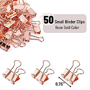 Mr. Pen- Binder Clips, Small Binder Clips, 50 Pack, 0.75 in, Rose Gold, Small Clips, Paper Binder Clips, Binder Clips Small Size, Small Paper Clips, Office Clips, Micro Binder Clips, Mini Binder Clips