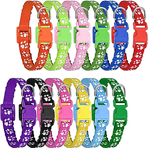 Chenkaiyang 12 Pack Puppy Collars for Litter, Adjustable Puppy ID Collars Soft Nylon Whelping Collars for Newborn Litter Puppy Pets