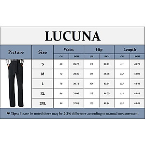 Lucuna Women's Stretchy High Waisted Loose Fit Bootcut Office Work Long Pants with Belt