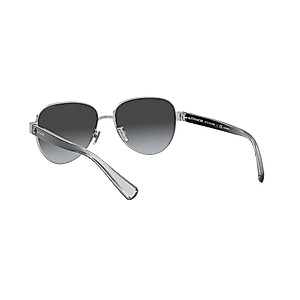 Coach HC7111 Sunglasses, Silver/Dark Grey Gradient Polarized, 57 mm