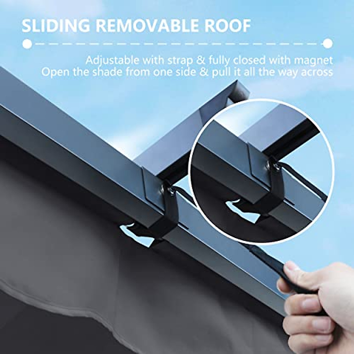 VEIKOU 13x10ft Pergola, Aluminum Pergola w/Thicker Post & Upgraded Retractable Pergola Canopy, Metal Pergolas and Gazebos Heavy-Duty Outdoor Shelter for Porch Yard, Gray