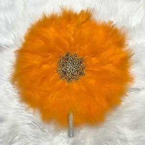 African Feather Fan African Custom Wedding Feather Hand Fan for Wedding Bride Hand Held Photo Props Art Craft Wedding Party Decoration Party Favors-Feather Fan for Bride