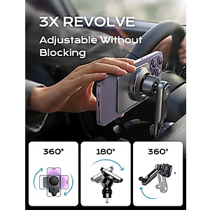 LISEN for Magsafe Car Mount Charger - Magsafe Wireless Car Charger - Magnetic Air Vent Car Phone Holder - 15W Fast Charging Compatible with iPhone 14/13/13 Series