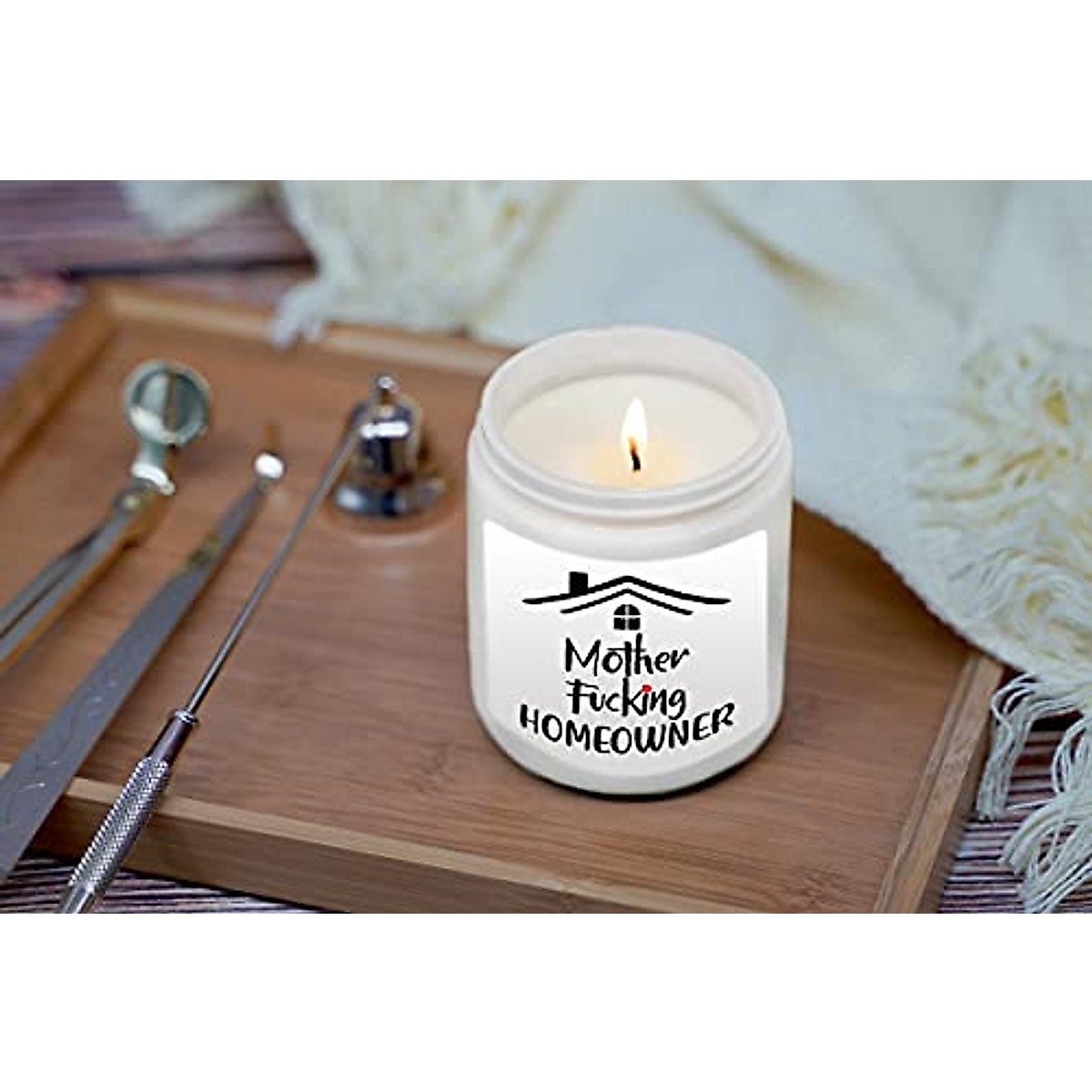 Fufandi Lavender Scented Candles with Keychain - Housewarming Gifts - House Warming Presents for New Home - Funny Housewarming Gifts for Women - Moving Gifts, New House Apartment Gifts