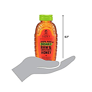 Nate's Organic 100% Pure, Raw & Unfiltered Honey - USDA Certified Organic - 16oz. Squeeze Bottle