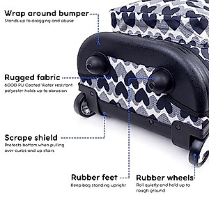 J World Sunrise Rolling Backpack. Roller Bag with Wheels, Heart Dot