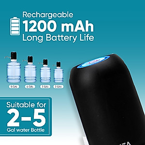 Founta Life Water Dispenser for 5 Gallon Bottle - Portable Automatic Electric Water Pump for 5 Gallon Jug - Great Gift Idea Rechargeable Water Jug Dispenser for Home, Office, Dorm and Outdoors