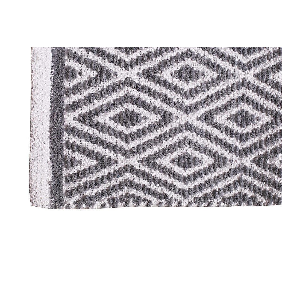 THE BEER VALLEY Cotton Diamond Rug 21x34 Inches - Grey, Reversible Machine Washable Accent Rugs for Bedroom, Kitchen, Entryway, Bathroom