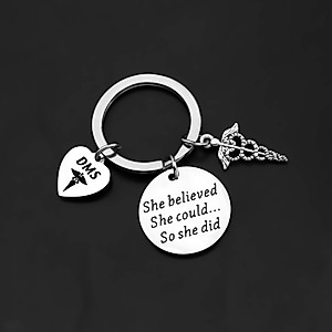 ENSIANTH DMS Gift Diagnostic Medical Sonographer Keychain She Believed She Could So She Did DMS Graduation Gift Health Care Provider Gift (DMS She Believed KR)