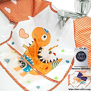 R HORSE 5Pcs Long Sleeved Bib for Babies Toddlers Waterproof Sleeved Bib with Great Capacity Pocket Gift for Baby 6-36 months