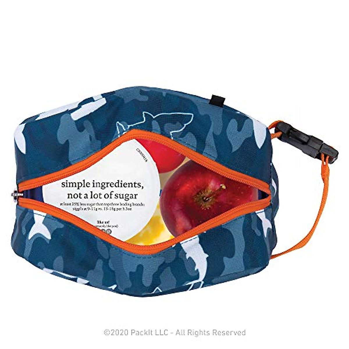 PackIt Freezable Snack Box, Camo Shark, Built with EcoFreeze Technology, Collapsible, Reusable, Zip Closure with Buckle Handle, Great for Fresh Snacks on the go