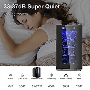 GEVEELIFE Wine Cooler Refrigerator, 8 Bottle Wine Fridge Small, Freestanding with Digital Temperature Control Mini Wine Fridge, Wine Cellar for Red, White, Champagne