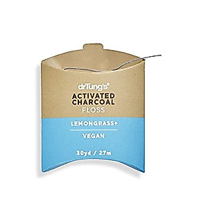 DrTung's Vegan Activated Charcoal Floss, Natural Lemongrass Flavor Dental Floss 6 Pack