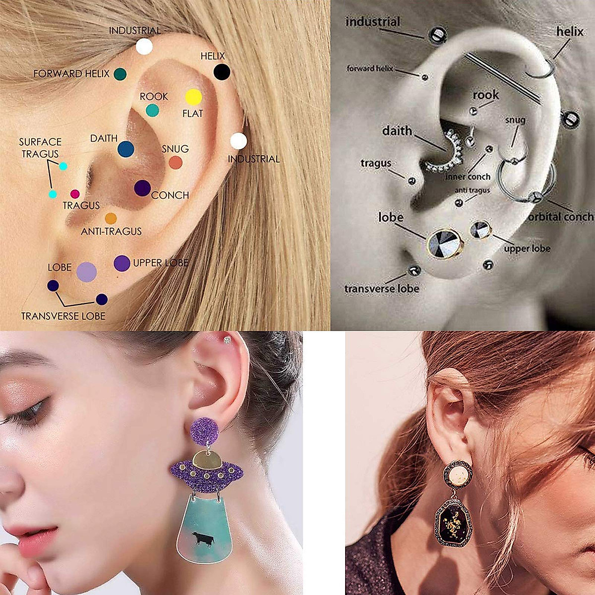 Rudenkoo Ear Piercing Tool Kit, 98Pcs Ears Nose Navel Lip Piercer Machine Studs, Stainless Steel Body Hole Piercing Guns Stud Earrings