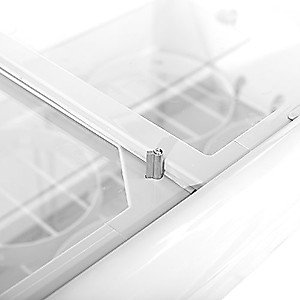 Duura Commercial Mobile Ice Cream Display Chest Freezer Sub Zero Temp Flat Glass Top Frost Free Lid with Wire Baskets, 52 Inch Wide 14 Cubic Feet, White