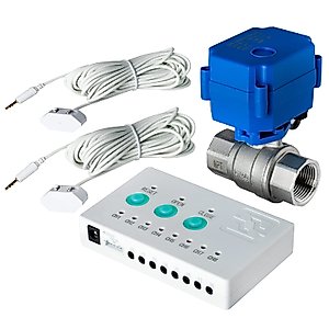iSpring LS43 Water Leak Detector Alarm System, Automatic Shut-Off Valve and 2 Detection Sensors, Connects Up to 8 Sensor to Prevent Flooding, 3/4" NPT