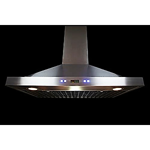 FORNO Siena 30" Inch. Wall Mount Range Hood with Ducted Convertible and Exhaust Pipe - Stainless Steel Ceiling Chimney-Style Stove Vent with 4 Speed Touch Control Panel