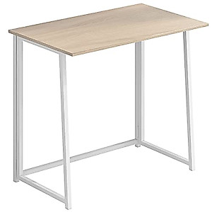 4NM 31.5" Folding Desk, Simple Assembly Computer Desk Study Writing Table for Small Space Offices/Home - Natural and White