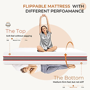 Sweetnight Queen Mattress, 12 Inch Gel Memory Foam Mattress in a Box, Flippable Mattress with Two Firmness, Motion Isolation & Jacquard Cover Design, CertiPUR-US Certified Queen Size Mattress