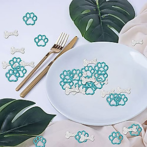 Ambishi 120pcs Paw Print & Bone Shape Confetti, Doggy Birthday Party Table Scatter Decorations, Pet Dog Birthday Party Supplies, Theme Kids Birthday/Baby Shower/Wedding Party Confetti Photo Booth Props