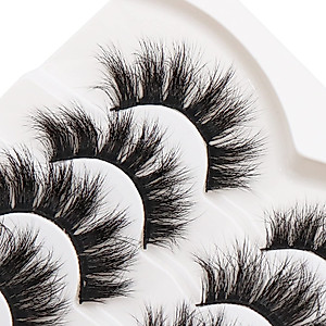 Losha False Lashes Super Fluffy Faux Mink Eyelashes Dramatic Long and Full Fake Eyelashes 7 Pairs Pack Volume Lashes