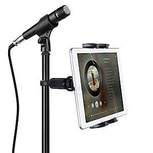 JUBOR Tablet Mounts for Microphone Stands, Microphone Tablet Holder, Mic Music Stand for iPad, iPad Pro, iPad Air, iPad Mini, 2, 3, iPhone, Smartphone 4.7-12.9" Tablets