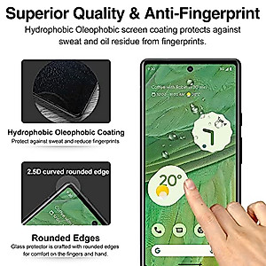 TQLGY 3 Pack Screen Protector for Google Pixel 7 with 3 Pack Camera Lens Protector, 9H Tempered Glass Film, Fingerprint Unlock Compatible, Ultra HD, Anti Scratch, Bubble Free, Case Friendly