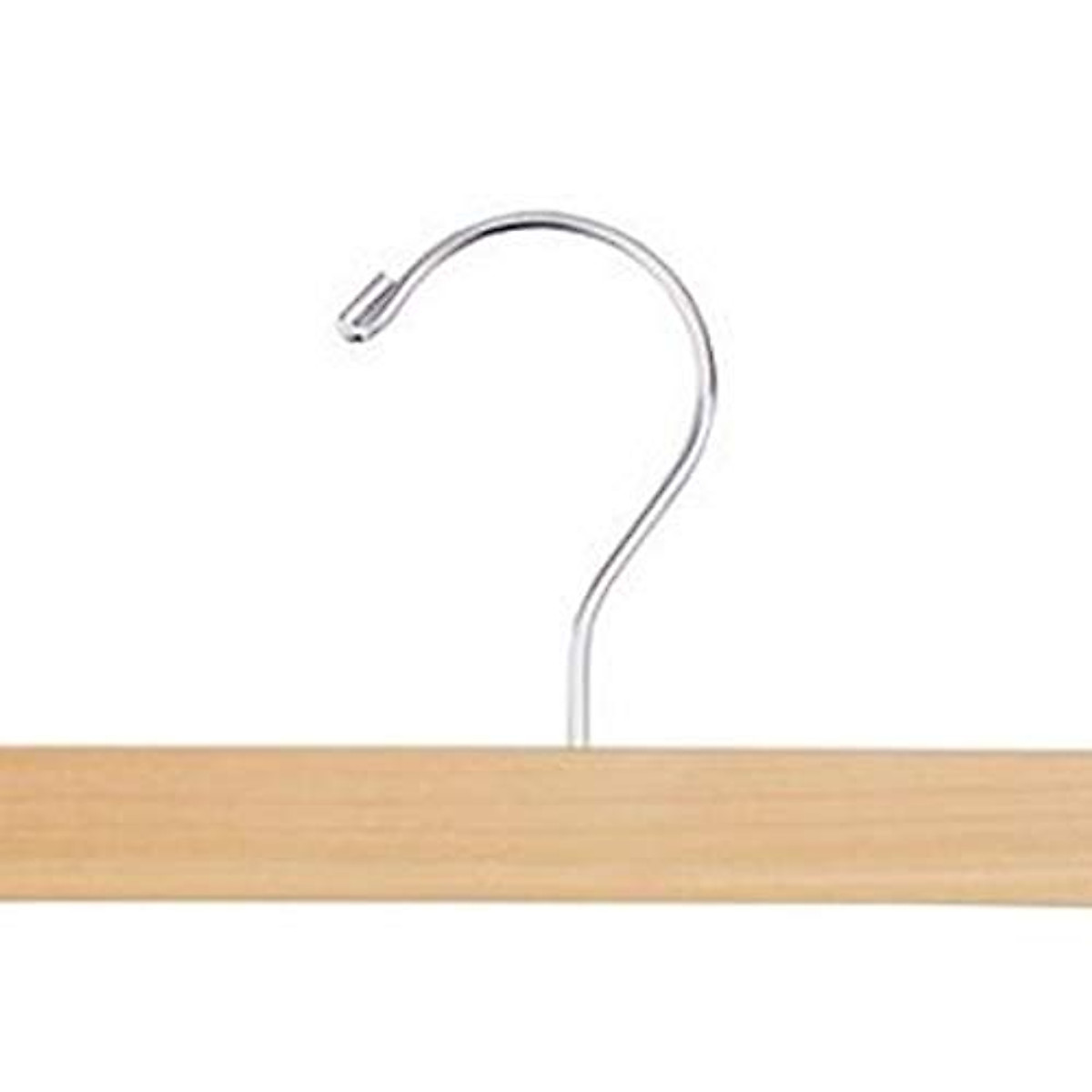 NAHANCO 6214RCCH 14” Wooden Pant Skirt Hanger with Chrome Hook and Clips, Natural (Pack of 100)