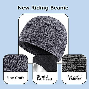 CHOWMI Winter Skull Cap Hat Thermal Stretchable Cycling Cap Polar Fleece Beanies Head Warmer for Men Women (Hemp Black)…
