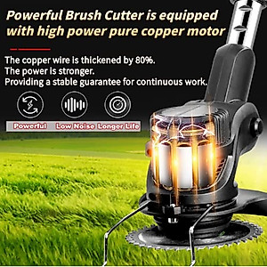 Weed Wacker Electric Cordless String Trimmer Weed Eater Grass Trimmer, with 3 Function Blades,Height Adjustable Lawn Edger Brush Cutter 2 Battery&Charger for Home Garden, Lawn, Yard(Black)