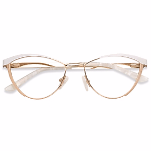 Zeelool Women's Metal Browline Cat Eye Glasses Frame with Clear Lens Sydney FM0125-04 Gold
