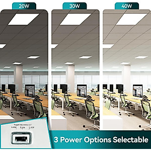 VocgoUU 2 Pack 2x2 LED Flat Panel Light with Emergency Battery Backup, 1.5H Battery Backup Time, 8W Emergency Power, 3000K/4000K/5000K Selectable, 0-10V Dimmable, 20W/30W/40W Seletable, ETL&UL