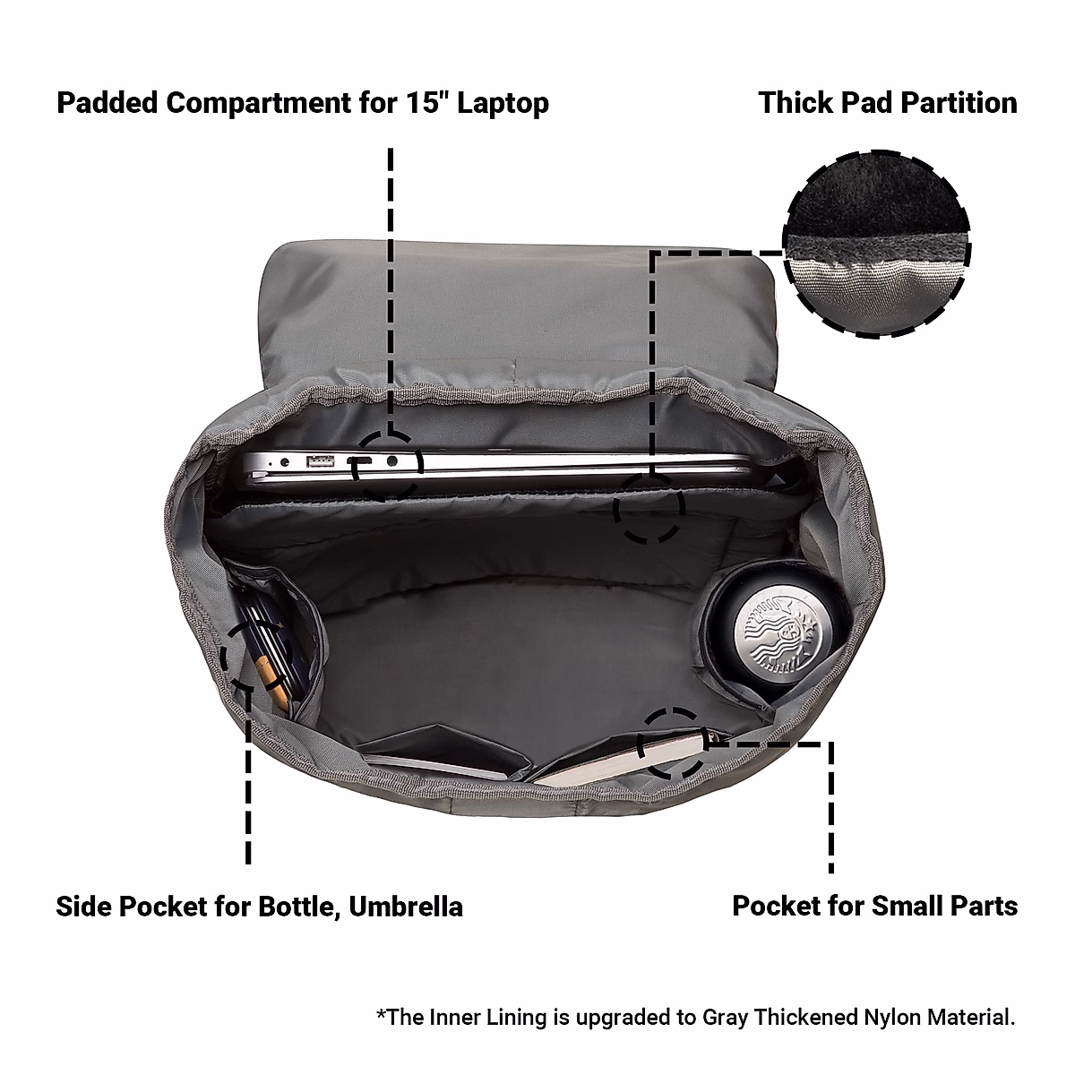 Travel Laptop Backpack, Outdoor Rucksack, School backpack Fits 15.6(Linen Black)