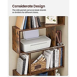 VASAGLE Bookcase, 5-Tier Bookshelf, Display Shelf and Room Divider, Freestanding Decorative Storage Shelving, Rustic Brown ULBC62BX