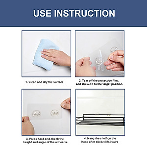 8 Pack Shower Caddy Adhesive Hooks Replacement, Strong sticker Single Hooks for Bathroom Shower Caddy Corner Shelf basket Soap Dish adhesive hanging Hooks, No Drilling Wall Shower Kitchen Accessories