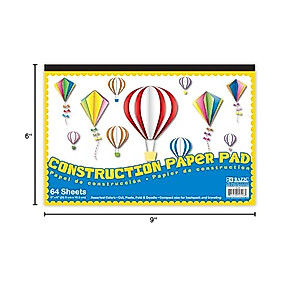 BAZIC 64 Ct. 6" X 9" Mini Construction Paper Pad