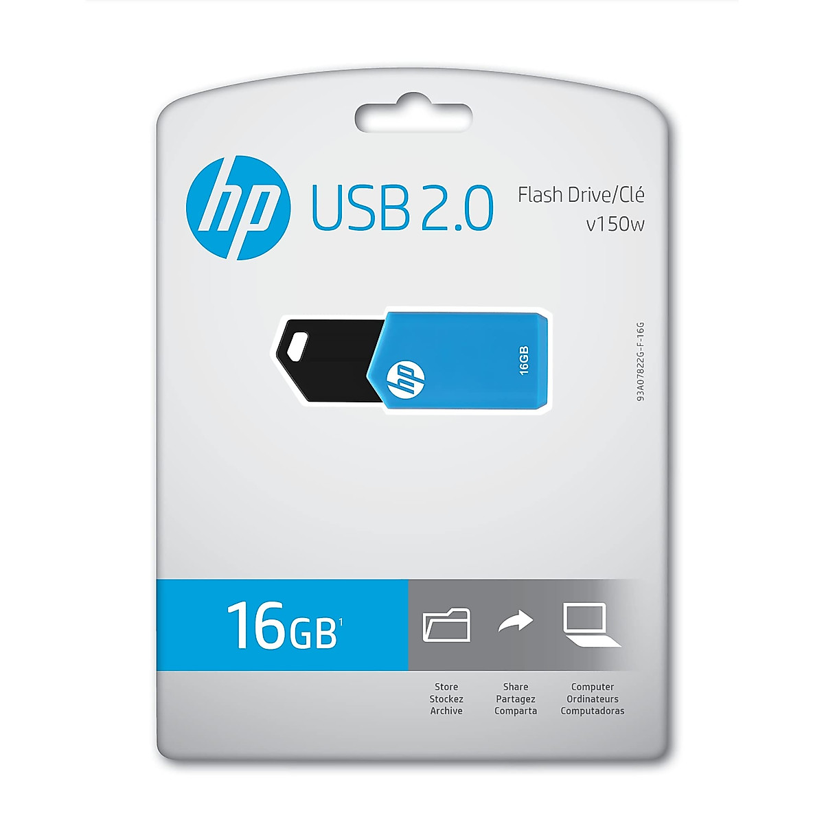 HP 16GB v150w USB 2.0 Flash Drive, Blue