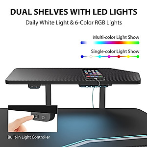 EUREKA ERGONOMIC Gaming Desk, Standing Desk Keyboard Tray, 72" Wing Shaped Music Studio Desk Electric Adjustable Height Desk Sit Stand Desk with LED Shelves, Gaming Recording Live Stream, Slot Design