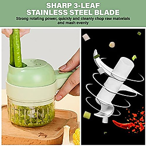 Arigold 1SPEEDS Handheld Vegetable Chopper: Cordless Mini Chopper, Food Dicer, and Onion Cutter - Versatile Vegetable Slicer Dicer. Comes with Egg and Cream Beater (Green)